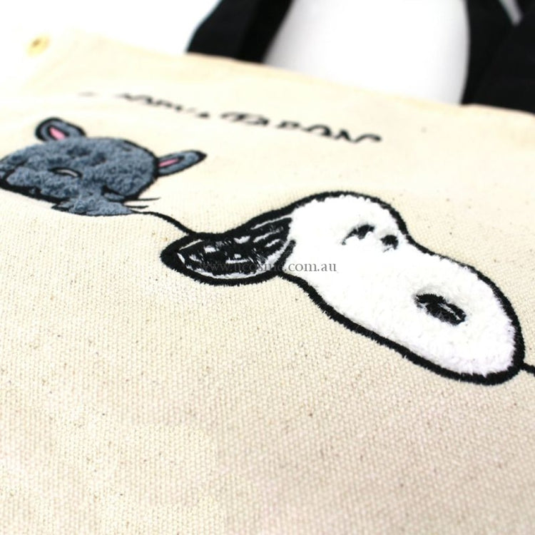 Snoopy｜可扩容式两用Snoopy & Faron 毛茸茸帆布托特包/收纳包/可爱内里有卡位隔层/还是防水的｜約20×27×13cm ...