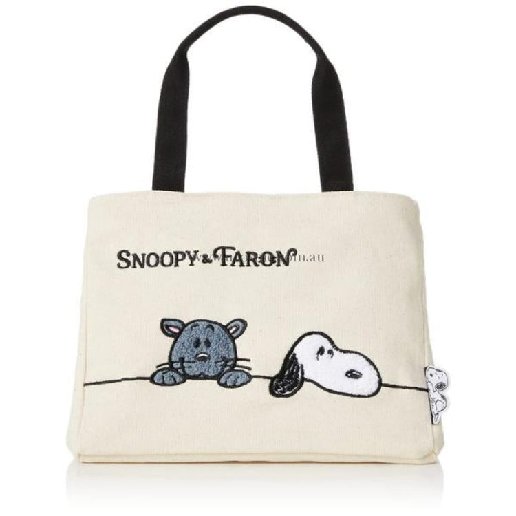 Snoopy｜可扩容式两用Snoopy & Faron 毛茸茸帆布托特包/收纳包/可爱内里有卡位隔层/还是防水的｜約20×27×13cm ...